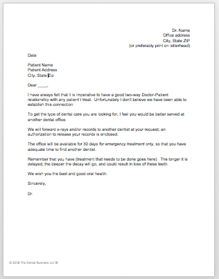 Patient Dismissal Letter - The Dental Business
